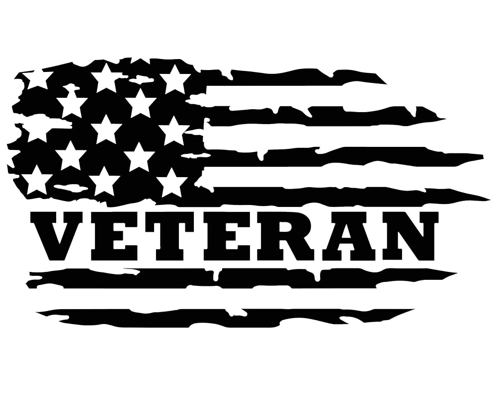 Amazon.com: Custom Vinyl Distressed American Flag Veteran Decal Style 2 ...