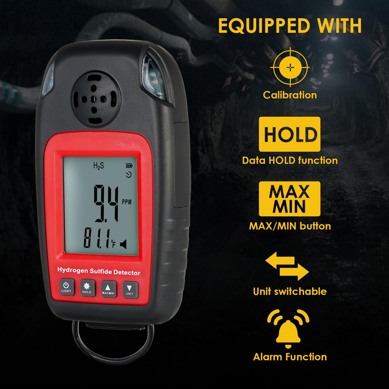Mua H2S Monitor H2S Gas Detector Portable Hydrogen Sulfide Detector Gas ...