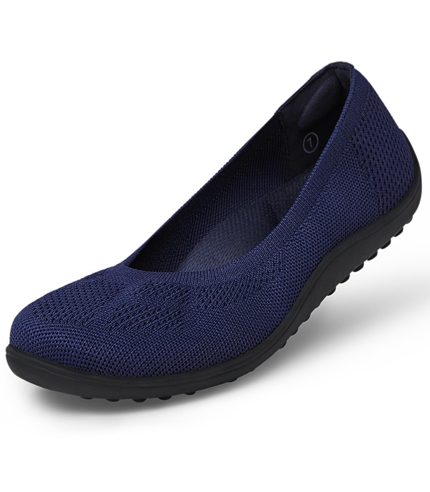 Arromic Wide Toe Box Ballet Flats Shoes for Women Black Slip on Knit ...