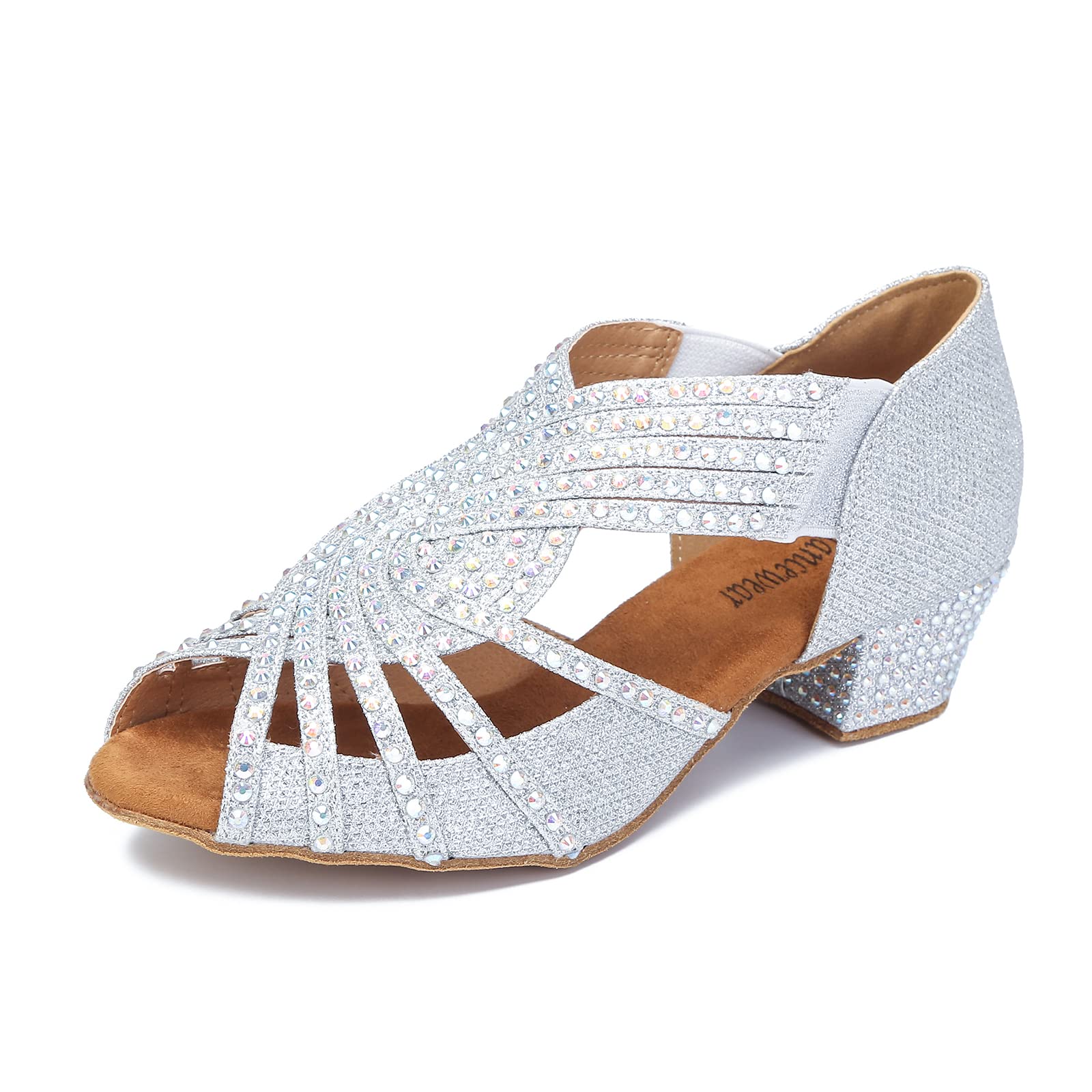 TTdancewear Women 1.5inch Rhinestone Low Heels Dance Shoes Ballroom ...