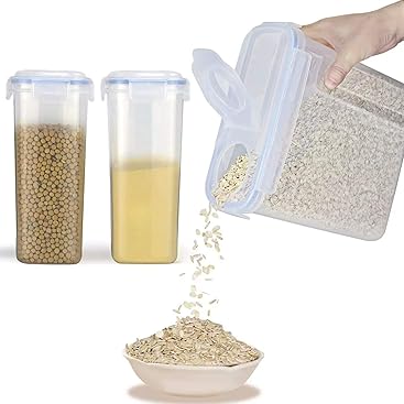 Cereal Storage containers Large 4L with lids Kitchen Tupperware Double ...