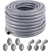 Elecoman 1/2inch 100ft Liquid-Tight Conduit and Connector Kit,Flexible ...