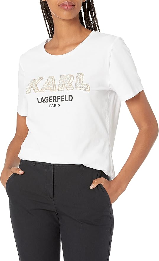 Karl Lagerfeld Paris Camiseta de Manga Corta con Logotipo gráfico para ...