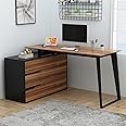 Amazon.com: Homsee Home Office Computer Desk Corner Desk with 3 Drawers ...