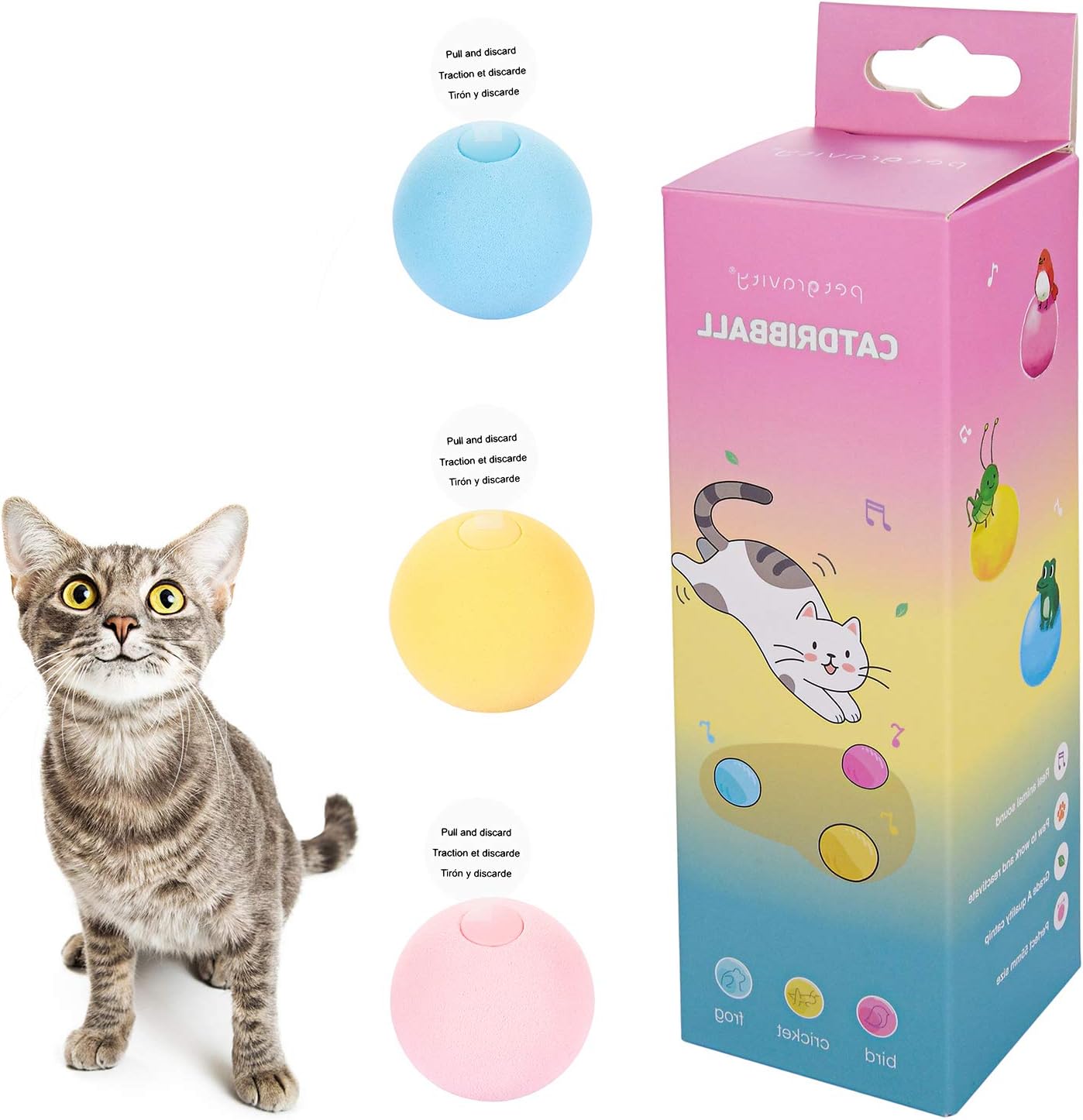Interactive Cat Kicker Toys of 3 Lifelike Animal Chirping Sounds-Bird ...