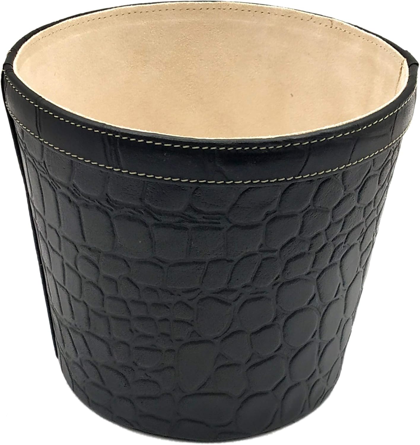Luxxora Genuine Printed Leather Black Open Dustbin for Kitchen, Bedroom ...