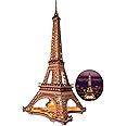 Amazon.com: ROBOTIME 3D Puzzle for Adults DIY Model Building Kit with LED Light Wooden Eiffel ...