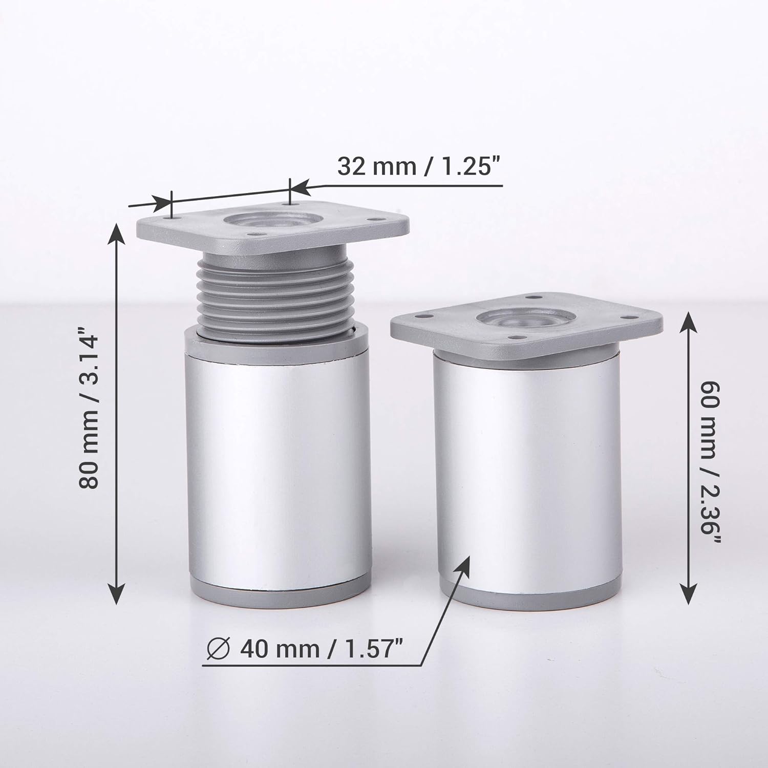 (Pack of 4 pcs) Height Adjustable Furniture Legs Round, Materials ...