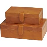 Amazon.com: Deco 79 Leather Handmade Decorative Box Storage Decorative ...