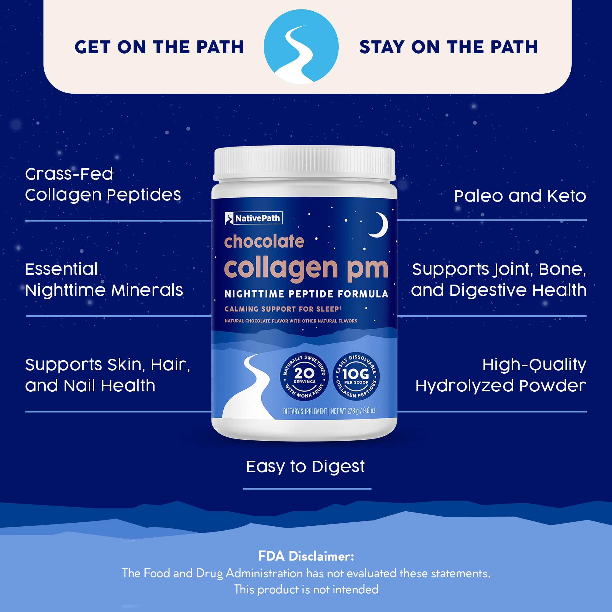 Mua NativePath Collagen PM - Chocolate Nighttime Collagen Peptides ...