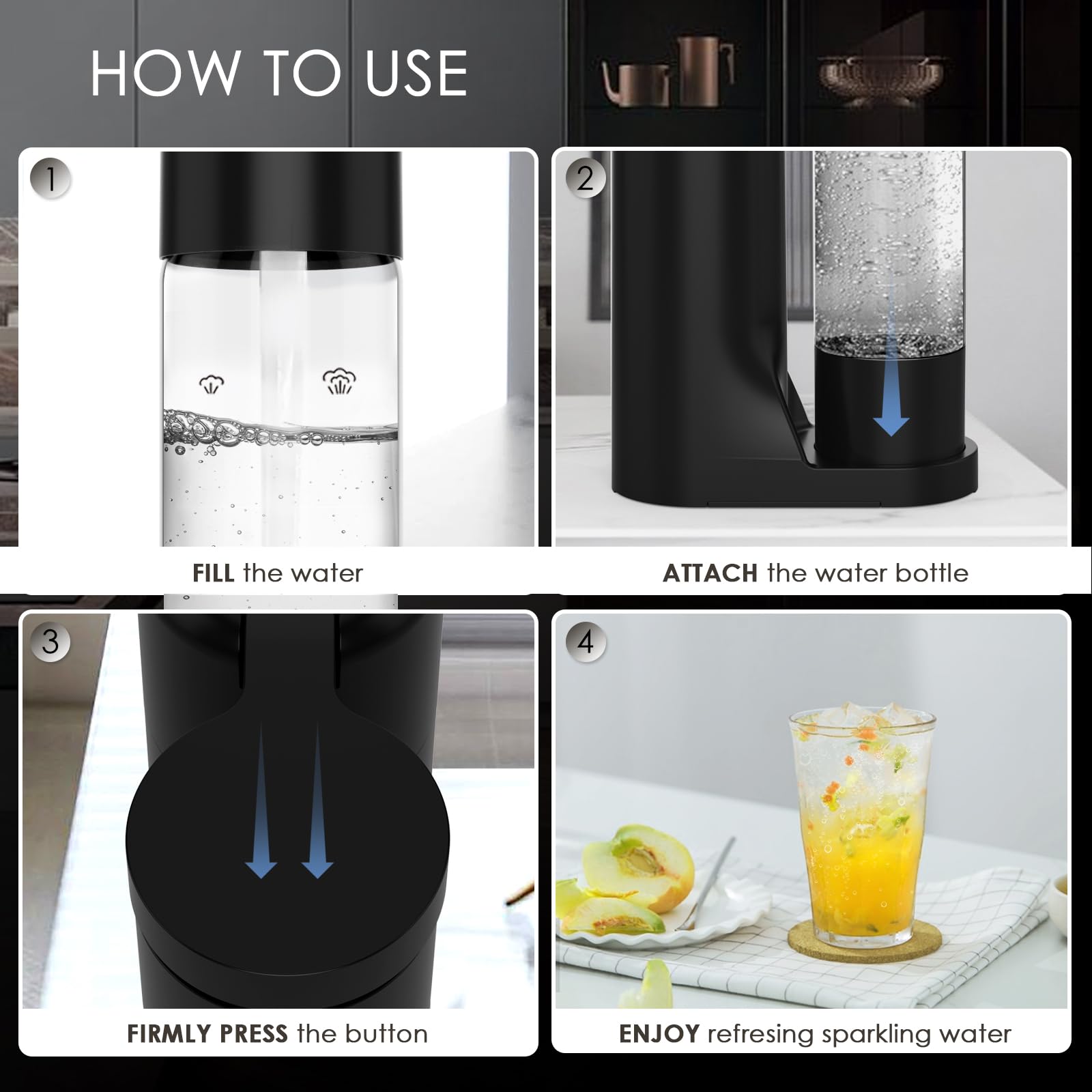 Sparkling Water Maker Machine, Soda Water Maker Carbonator For Home, 1L BPA Free Bottle(Only 1 ...