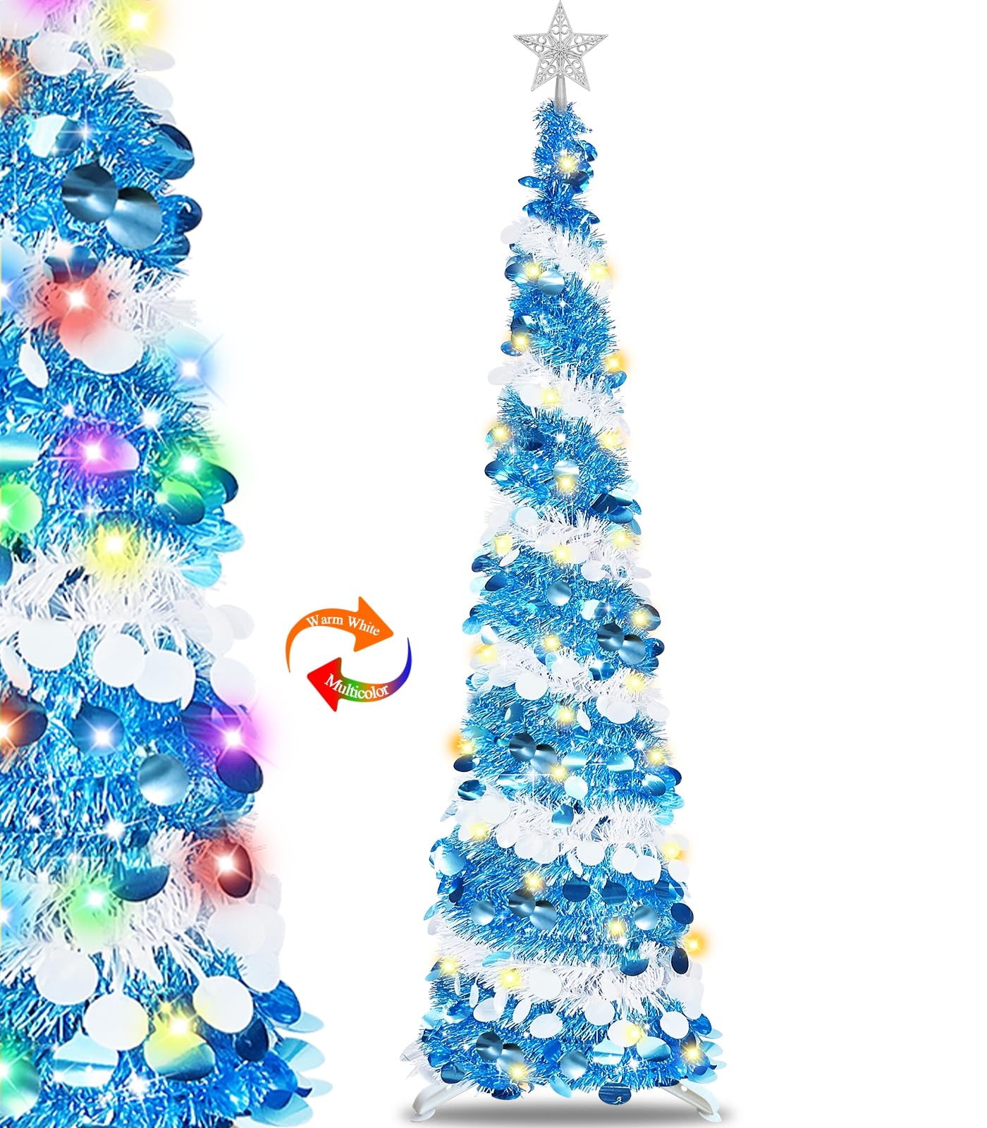 6 Feet Pop Up Christmas Tree Collapsible Artificial Christmas Tree with ...