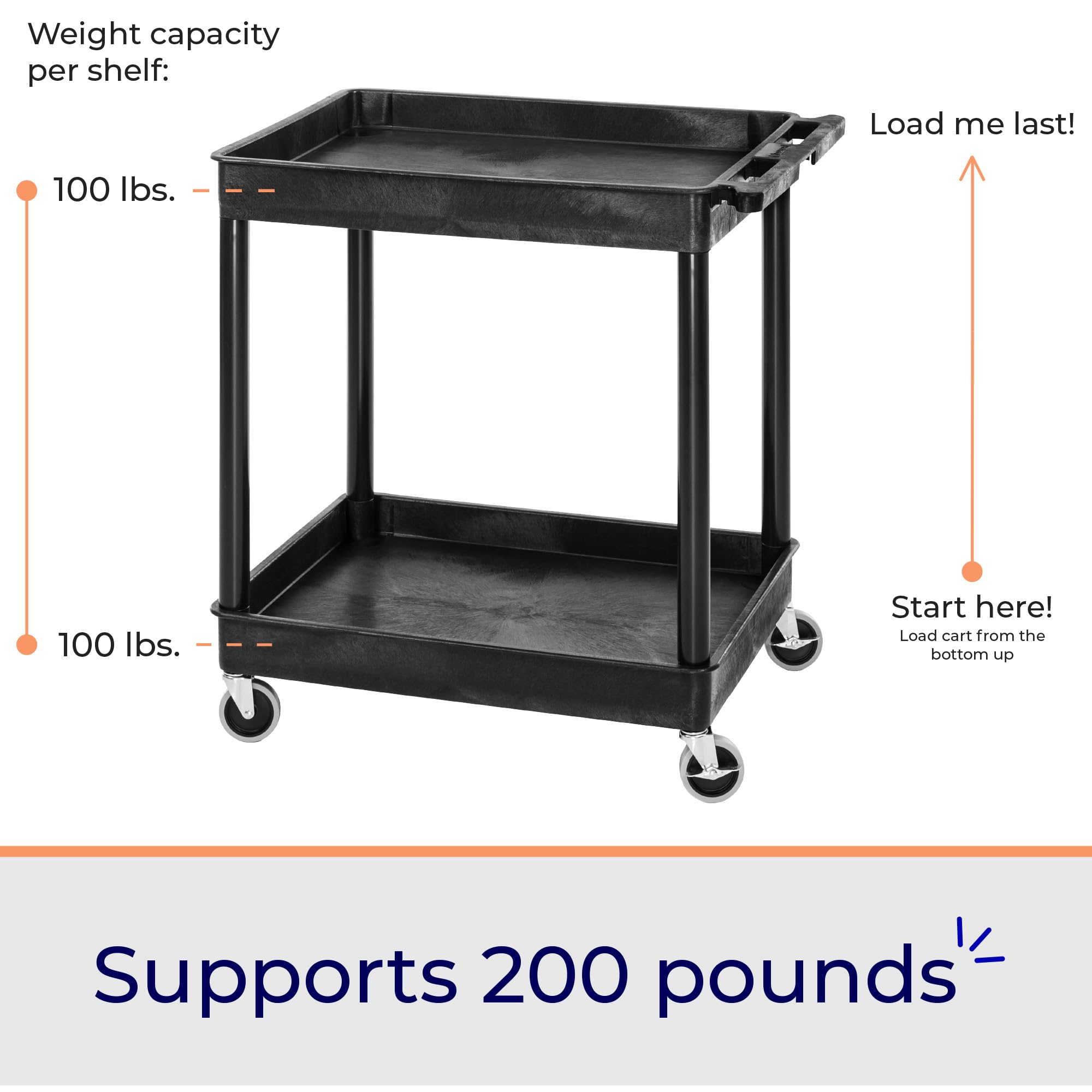 Mua Stand Steady Tubstr Large 2 Shelf Utility Cart Supports Up to 200 ...