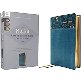 NASB, Personal Size Bible, Large Print, Leathersoft, Teal, Red Letter, 1995 Text, Thumb Indexed ...
