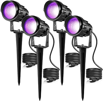 Junview LED Black Lights 12W Outdoor Blacklight Spotlights with US Plug ...