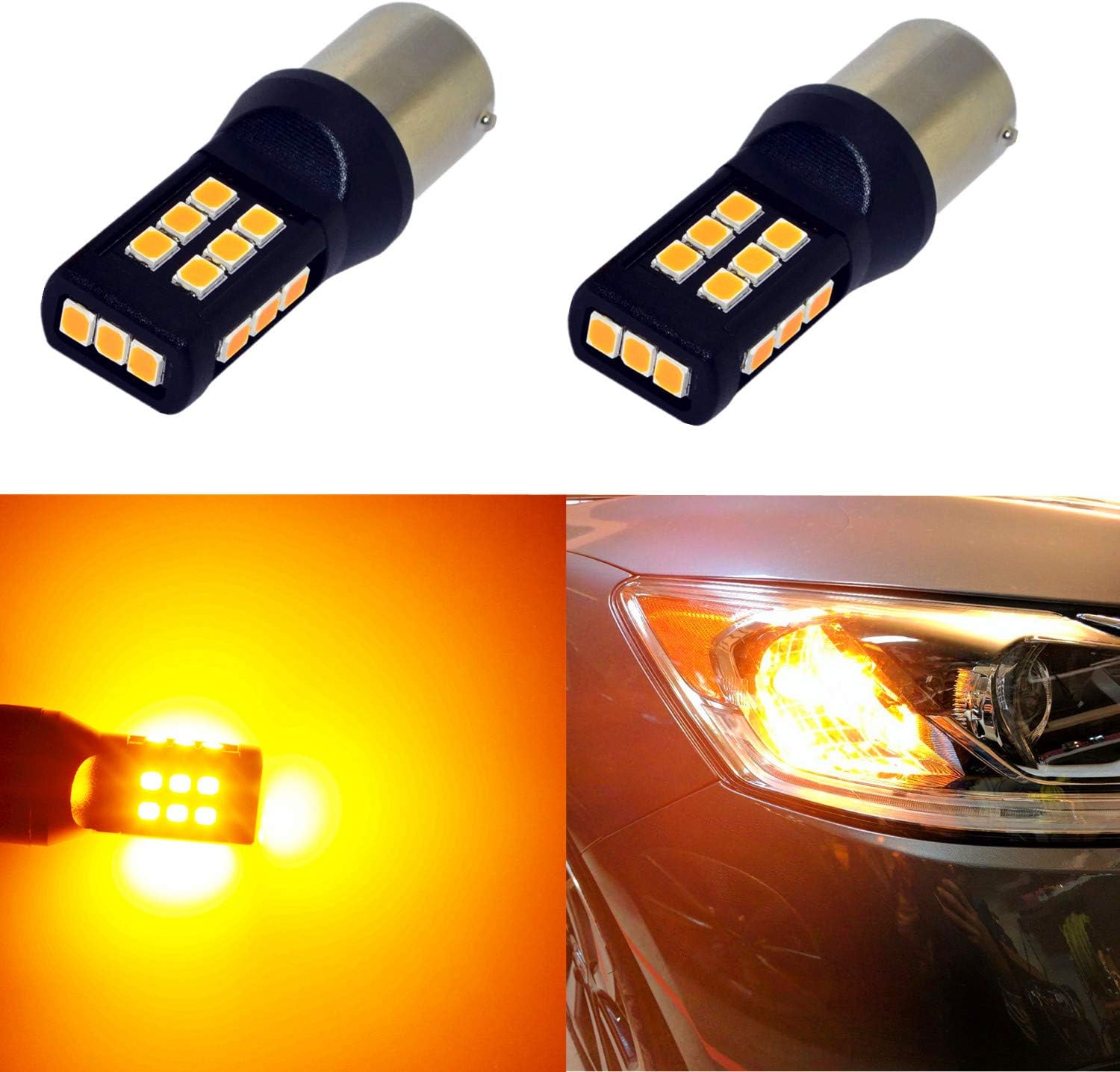 Amazon.com: Alla Lighting BAU15S 7507 Amber Yellow LED Bulbs Xtreme ...