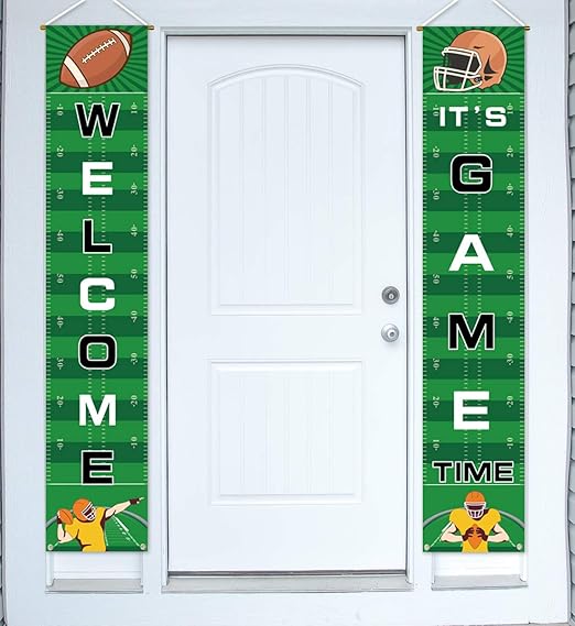 Amazon.com: Football Banner Welcome Porch Sign Decorations - Game Day ...