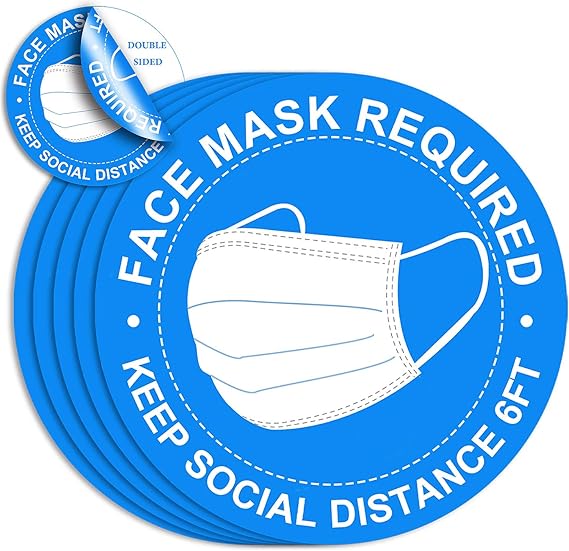Double Sided - Face Mask Required Sign. 5-Pack.Peel & Stick Vinyl,8 ...