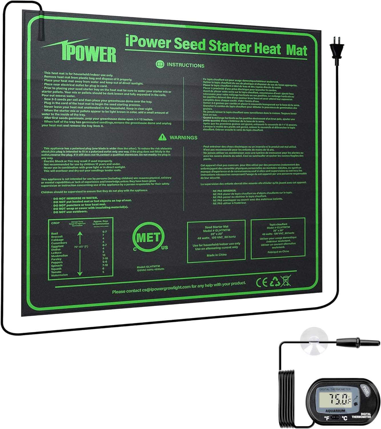 Mua iPower 20" x 20" Durable Waterproof Seeding Heat Mat with Digital ...