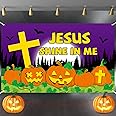 Amazon.com: Halloween Christian Pumpkin Backdrop Banner Let Jesus Light ...