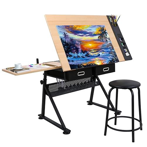 ZENY Drafting Table Art Desk Drawing Table Height Adjustable Artist ...
