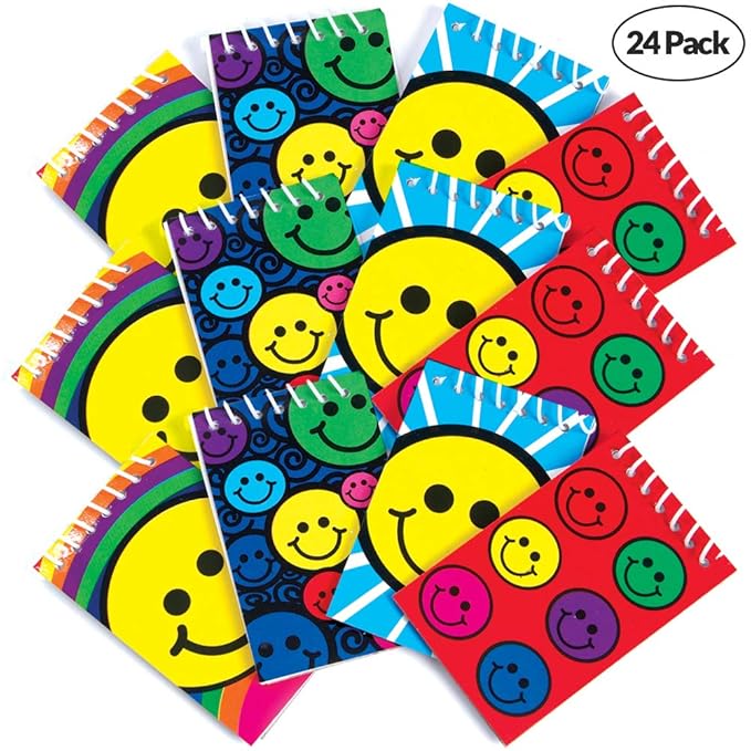 Emoticon Smiley Face Spiral Mini Notebooks [Pack Of 24] Assorted Colors ...