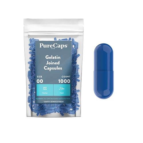 PureCaps USA - Empty Gelatin Capsules Size 00| 1,000 Joined Pills| Dark ...