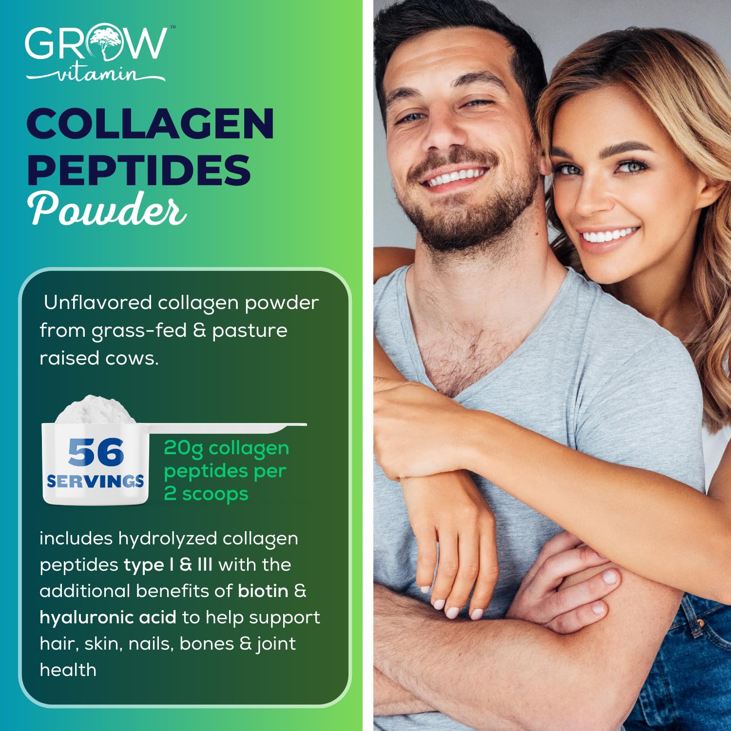 Mua grow vitamin Collagen Peptides Powder, Grass Fed Bovine Collagen ...
