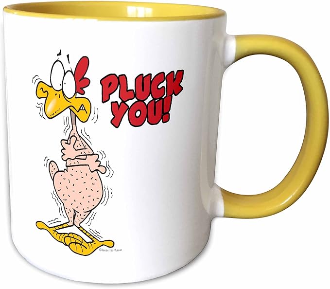Amazon.com: 3dRose Funny Plucked Chicken Cartoon Ceramic Mug, Yellow ...