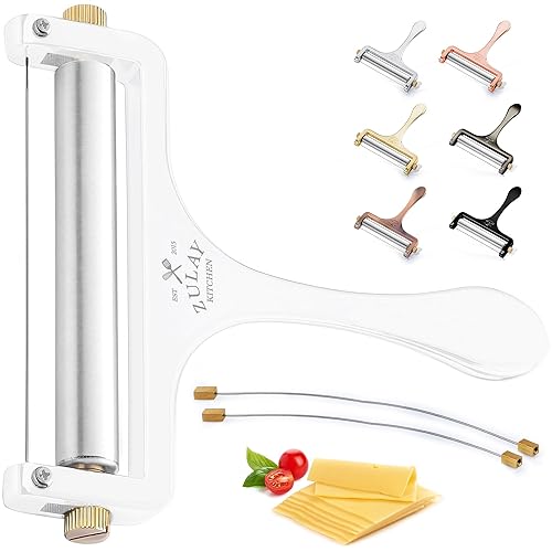 Zulay Kitchen Stainless Steel Wire Cheese Slicer - Adjustable Hand Held ...