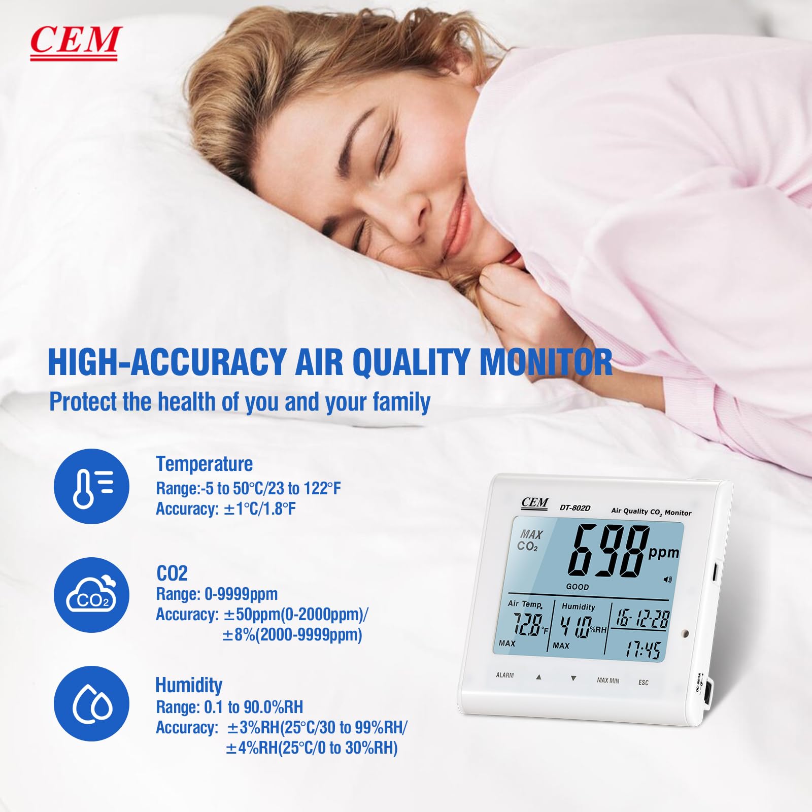 Mua CEM CO2 Data Logger Monitor, CO2 Detector, NDIR Sensor, Tabletop ...