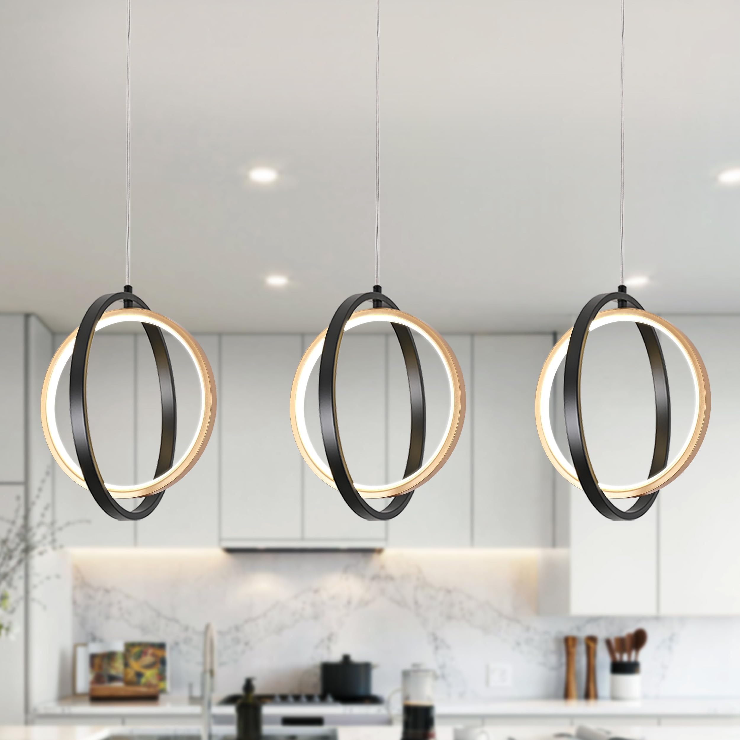 AyshwillDec 3 Packs Black Modern LED Pendant Light Modern Led Pendant ...