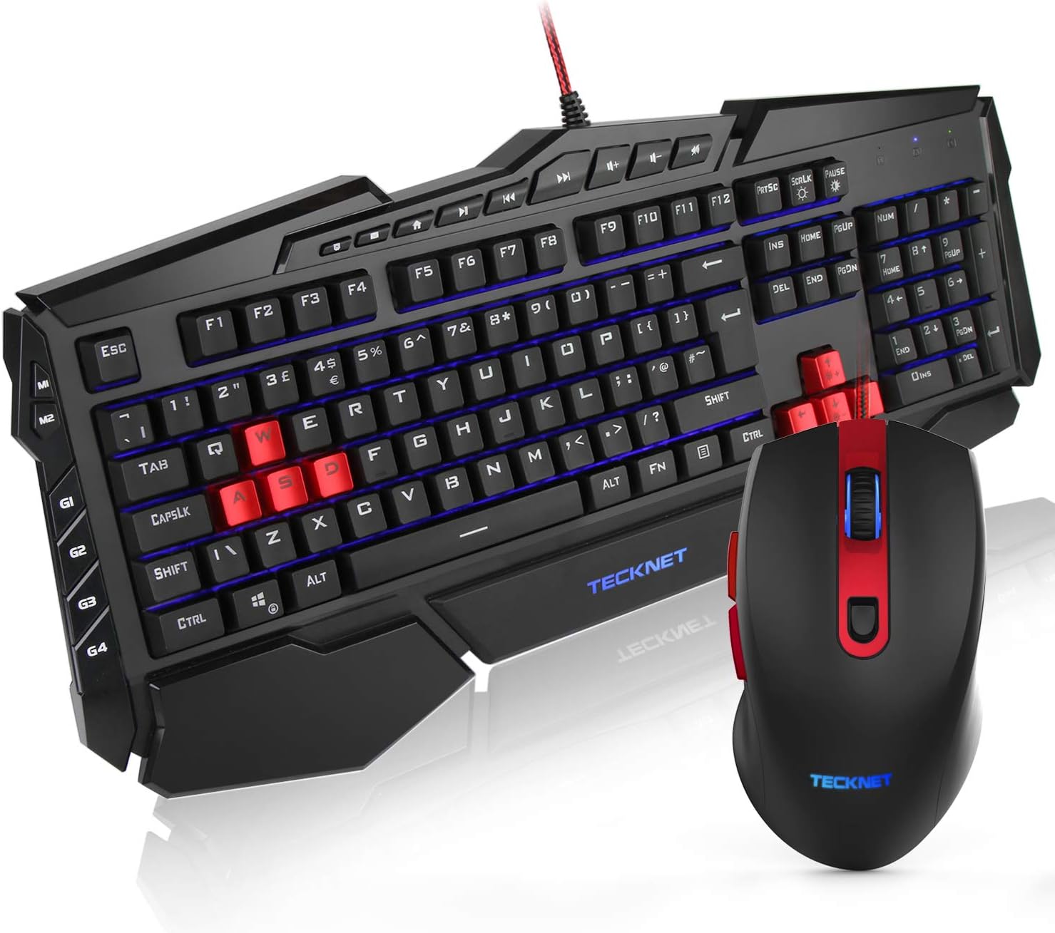 TECKNET Gaming Keyboard, Kraken Rainbow LED Backlit Gaming Keyboard and ...