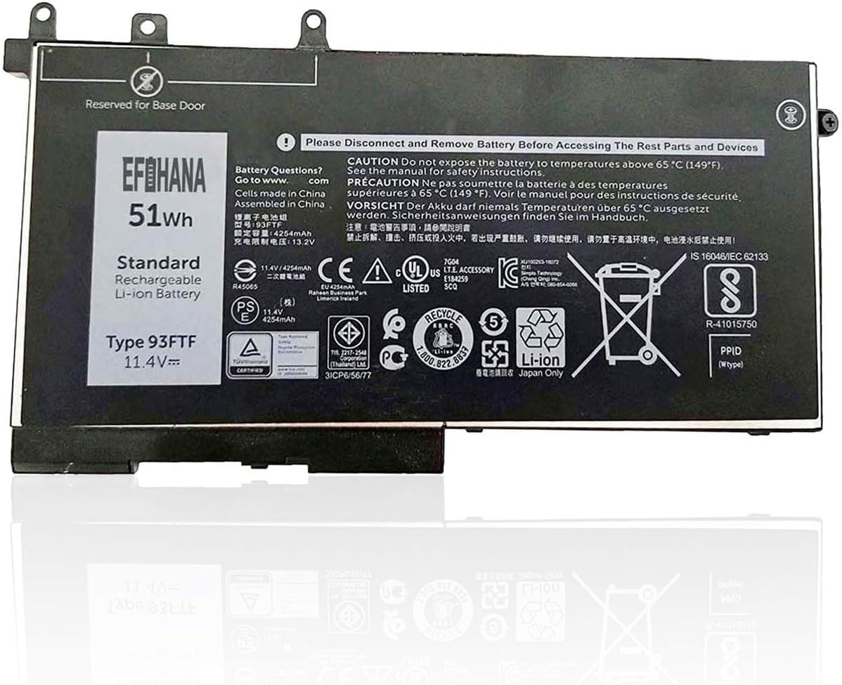 Amazon.com: efohana 93FTF Laptop Battery Replacement for Dell Latitude ...