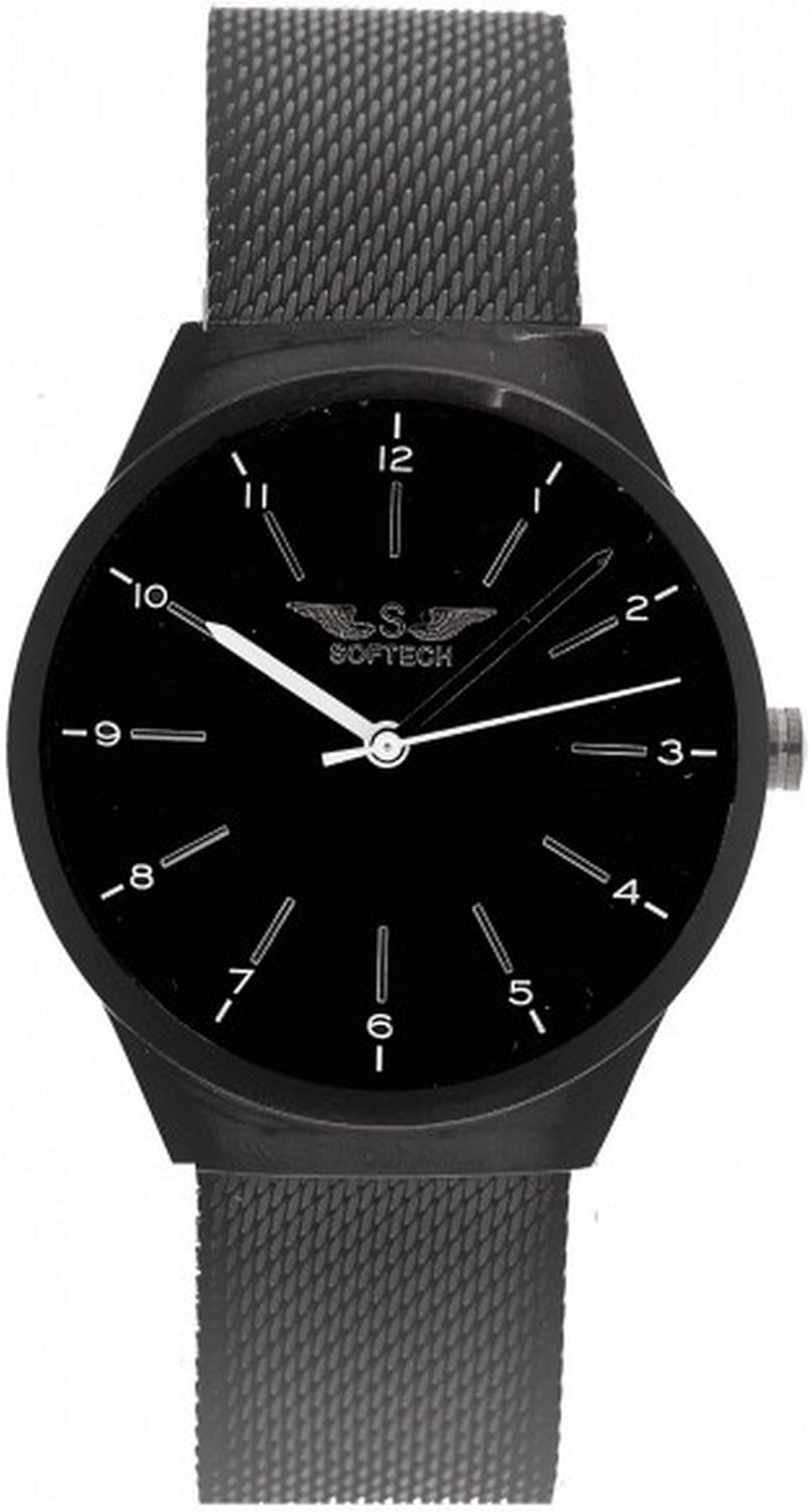 Softech Unisex Wrist Watch Gunmetal Bezel Black Face Analog Display ...