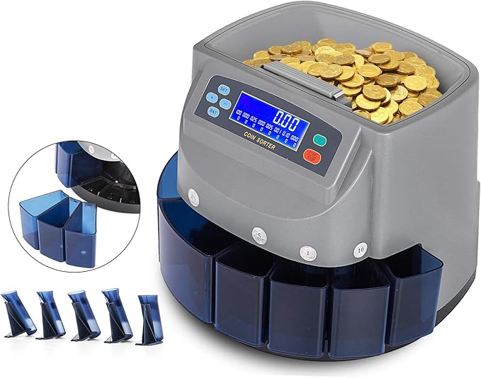 Amazon.com : VEVOR Coin Counter 270 Coins/Min Coin Sorter LCD Display ...