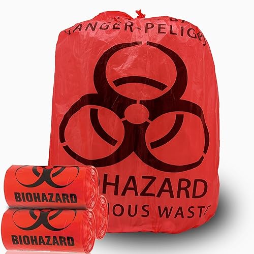 200pcs 24x24in/61x61cm Red Biohazard Waste Bags With Hazard Symbol ...