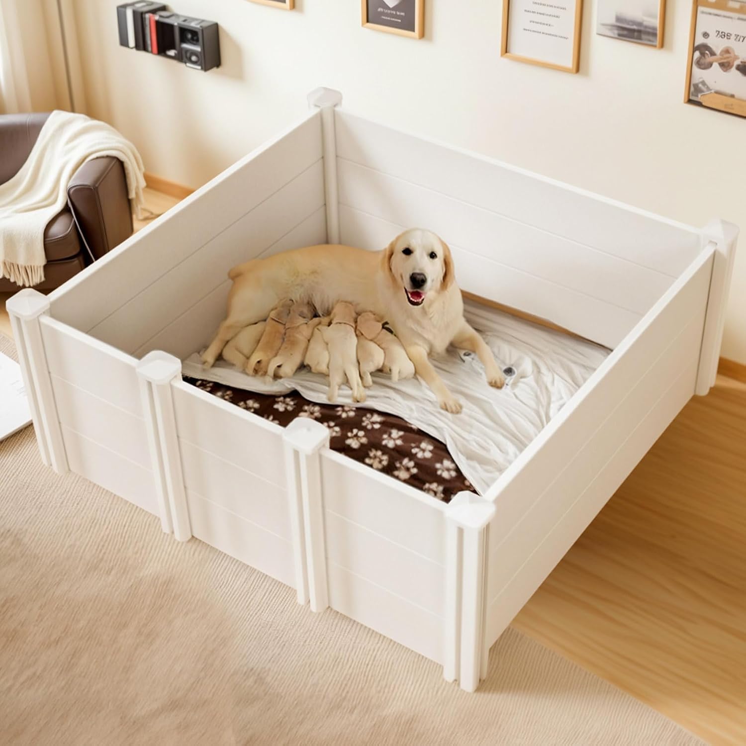 Whelping Box for Large Breed Dogs, Whelping Box for Puppies, PVC Puppy ...