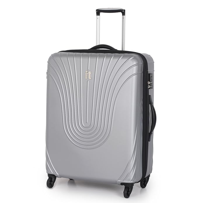 IT Luggage Silver Medium 72cm/24.5" 100% Polycarbonate 4 Wheel ...