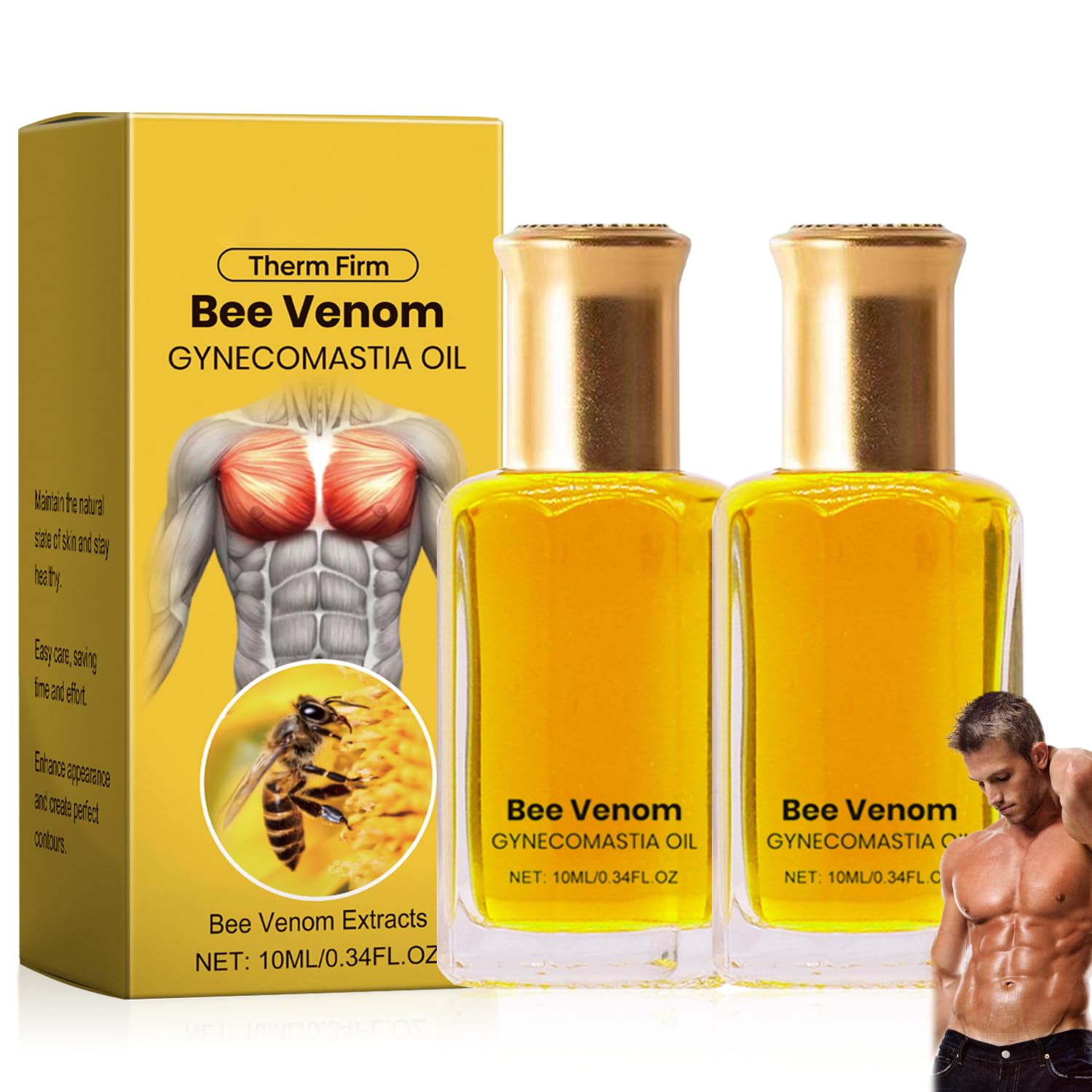 ThermoFirm Bee Venom Gynecomastia Oil, 2025 New Chest Muscles Bee Venom ...