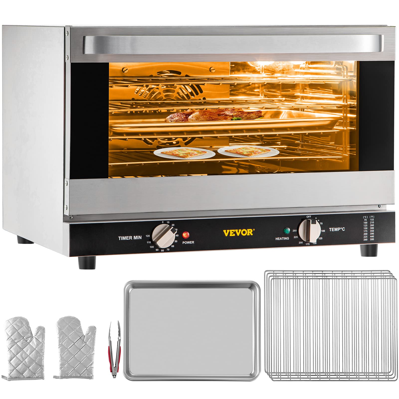 VEVOR Commercial Convection Oven, 47L/43Qt, Half-Size Conventional Oven ...