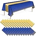 Amazon.com: 24 Pack Blue and Gold Tablecloth and Table Runner Party ...