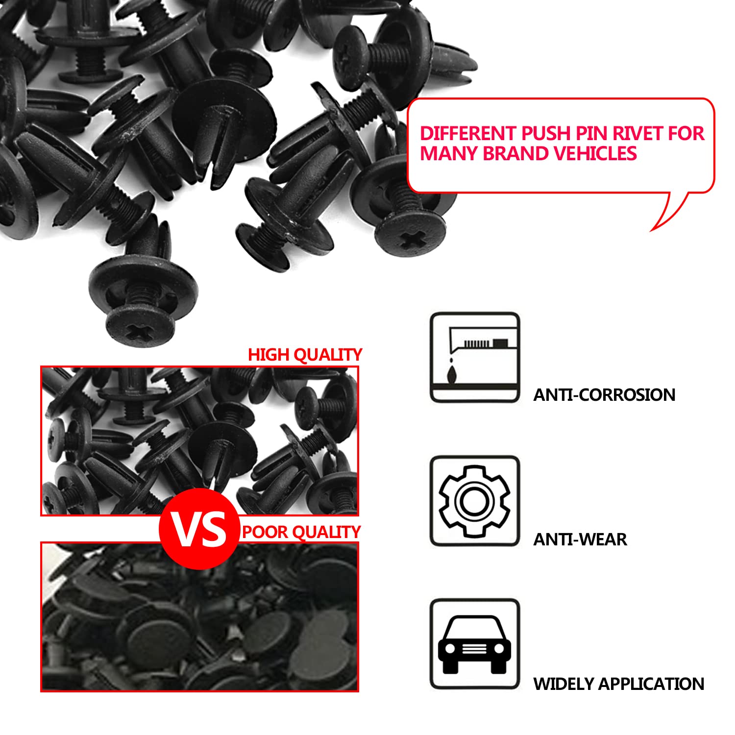 Mua Grafken 100Pcs Car Retainer Clips & Fastener Remover, Quality Nylon ...