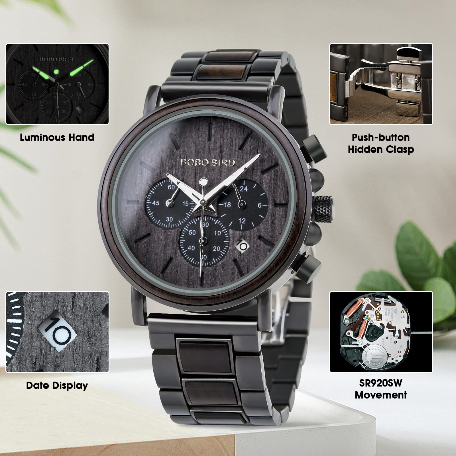 Mua 2win Mens Wooden Watches Luxury Stainless Steel Wood Watch for Men ...