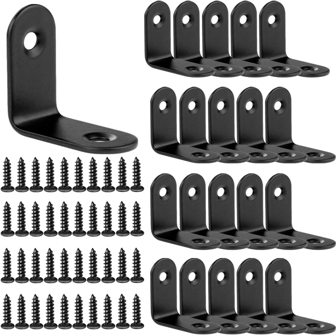 20 Pcs Black Corner Brackets,Stainless Steel 90 Degree Angle L Shape ...