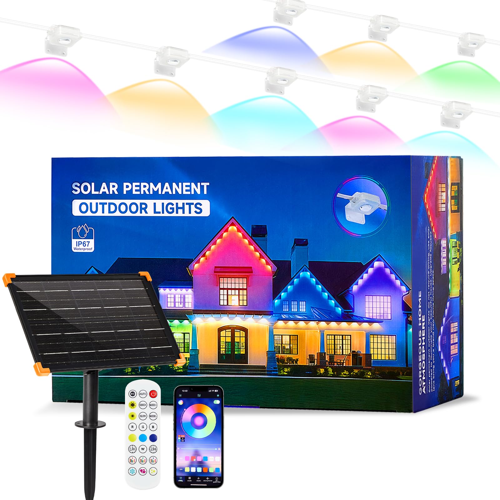 LUHLEE Solar Permanent Outdoor Lights, 50ft with 30 LED, Permanent ...