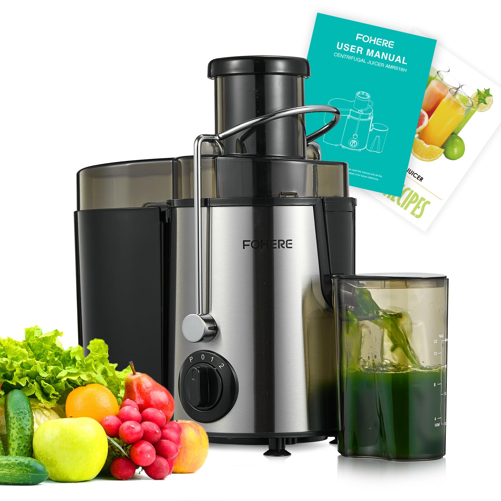 Juicer Machines, 600W Centrifugal Juicer with Wide Mouth 3” Feed Chute ...