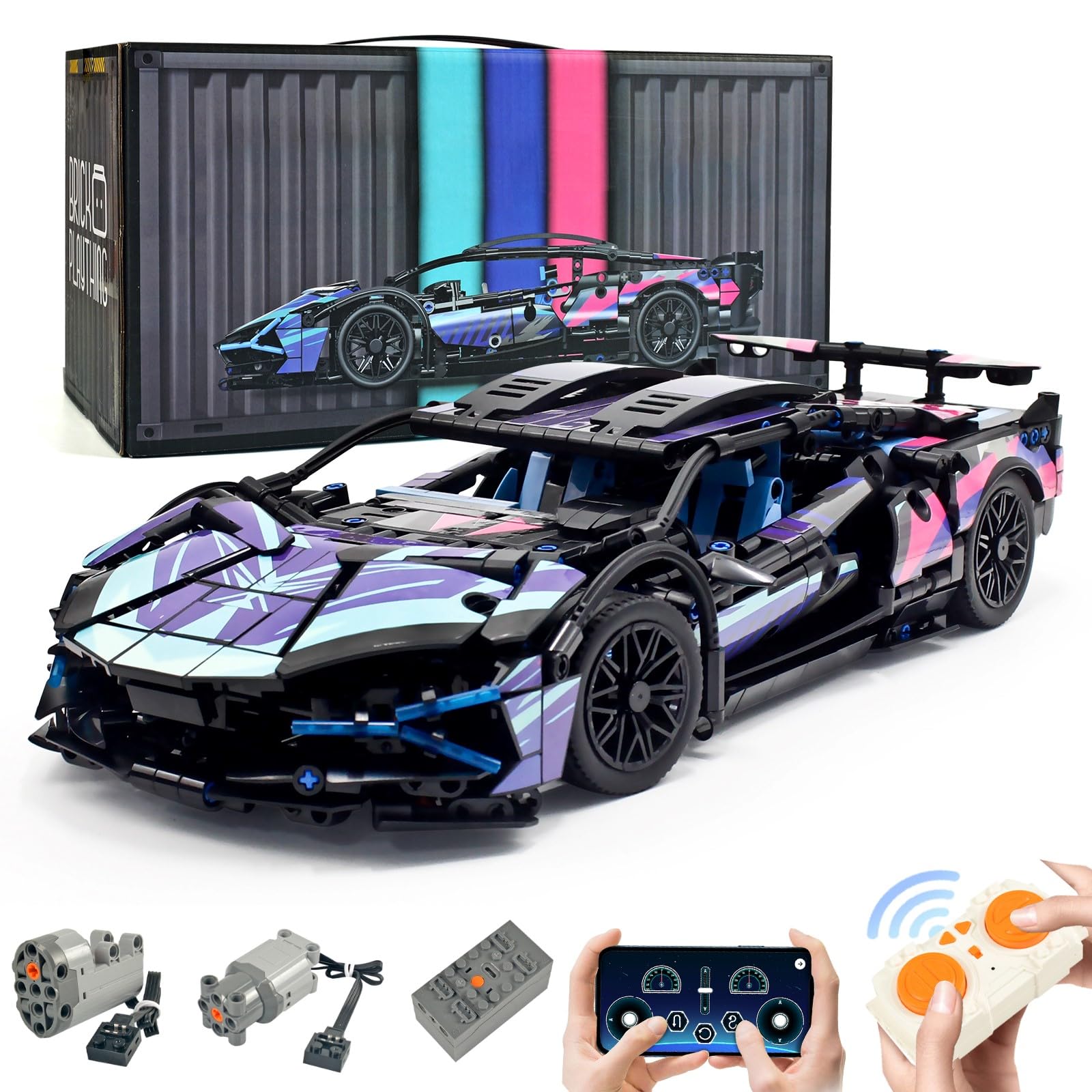MOCBROPCS Remote Control Car Building Set, 1:14 Technical Sports Racing ...