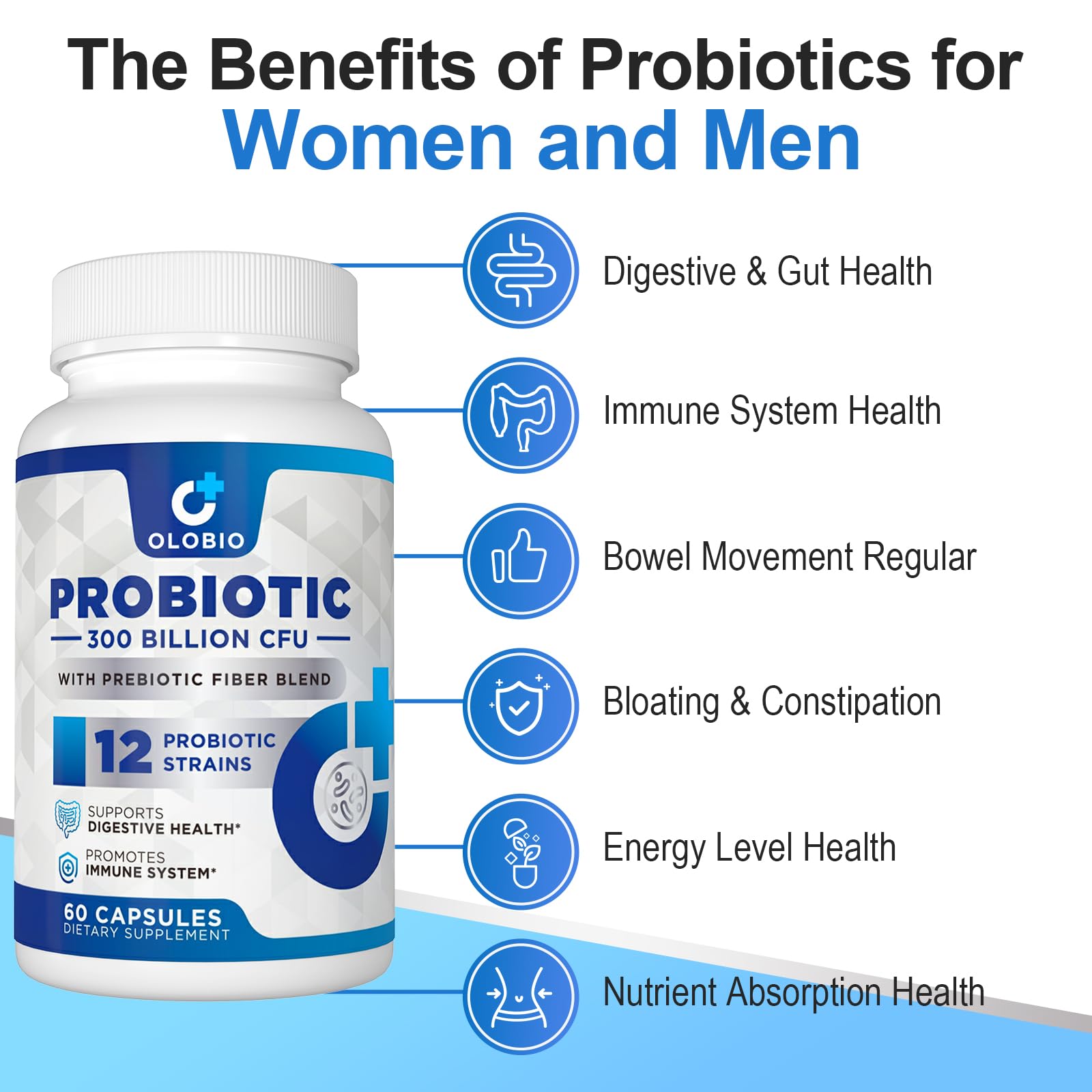 Mua 300 Billion CFU Probiotic, 12 Strains with 3 Organic Prebiotics, Probiotics for Women and ...