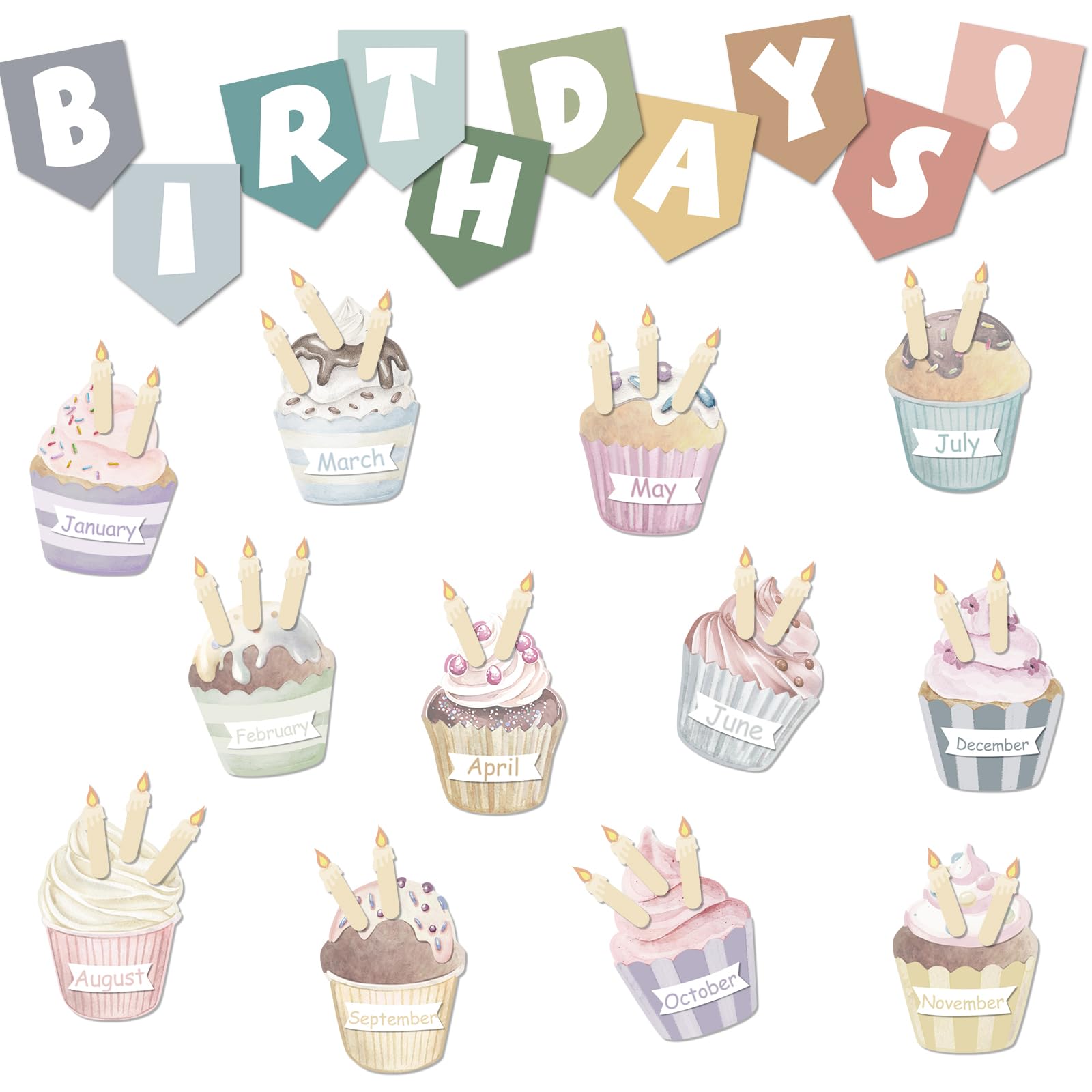 Mooliwe 72 Pcs Birthday Bulletin Board Decorations Pastel Birthdays ...